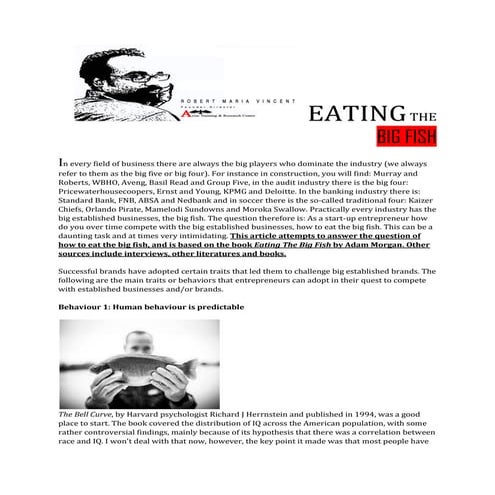 Eating the big fish modern enterpreneurship - arise roby | PDF