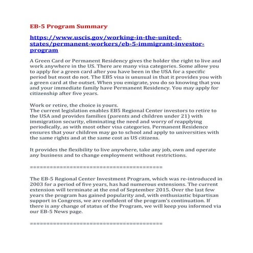 Eb 5 program summary | PDF