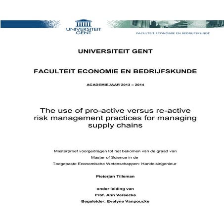 The use of pro-active versus re-active risk management practices for ...