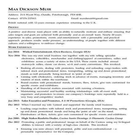 Max Muir - generic work history CV | DOCX