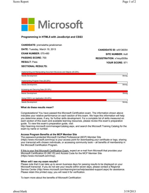 MB6-890 Score Report | PDF