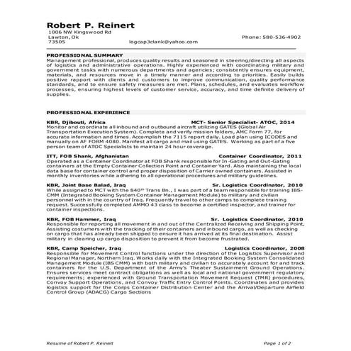 Resume Robert Reinert | DOCX | Defense Industry | Industries