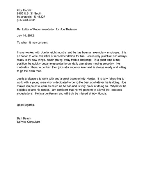 BILL MOUW RECOMMENDATION | PDF