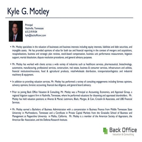 Kyle Motley - CV and Representative Engagements | PPT