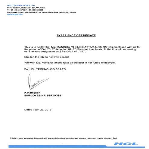 ExperienceLetter | PDF