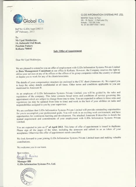 Tech_Mahindra_Joining_Letter | PDF