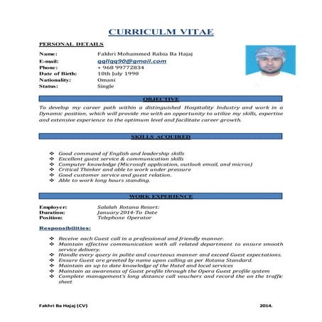 Fakhri cv | DOCX | Business | Business and Finance