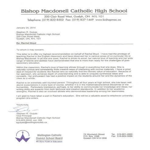 High School Letter of Recommendation | PDF