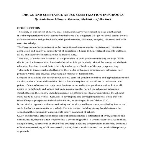 DRUGS AND SUBSTANCE ABUSE SENSITIZATION | DOC