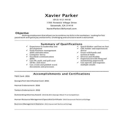 XP resume | DOCX