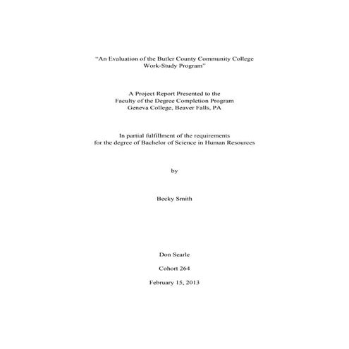 Applied Research Project Work-Study Program | PDF