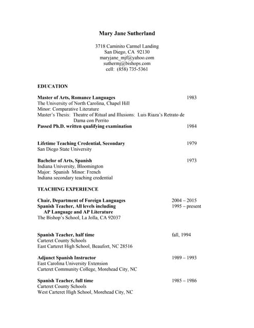 Mi resume para escuelas-2016 | DOC | Professional School | Postgraduate Education