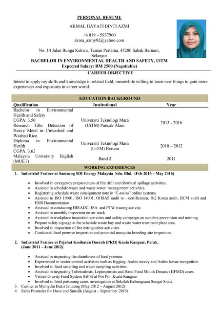farah fadzilah abdullah resume | PDF