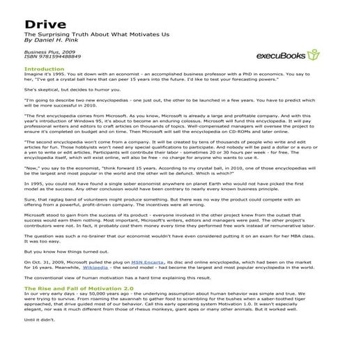 Drive: The Surprising Truth About What Motivates Us | PDF