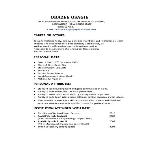 OSAGIE OBAZEE'S CV | DOCX