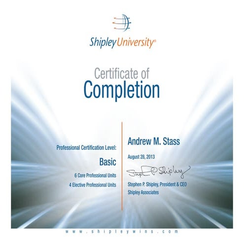 Shipley Univ Capture Mgr Certification | PPT