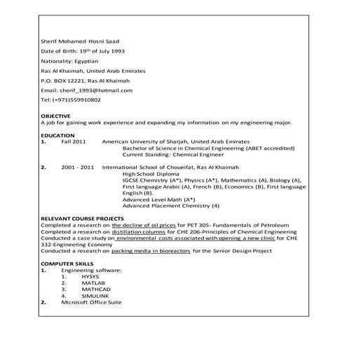 Sherif Saad CV | PDF