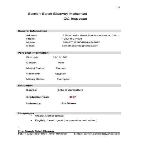 CV Sameh Salah | DOC