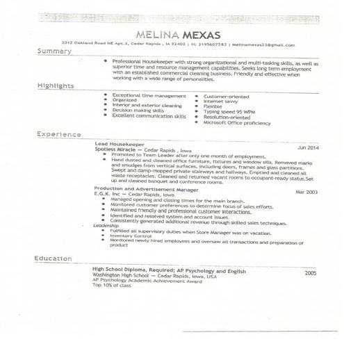 melina resume s | PDF