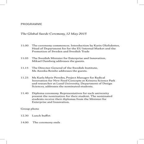 Global Swede Ceremony Program 2015 | PDF