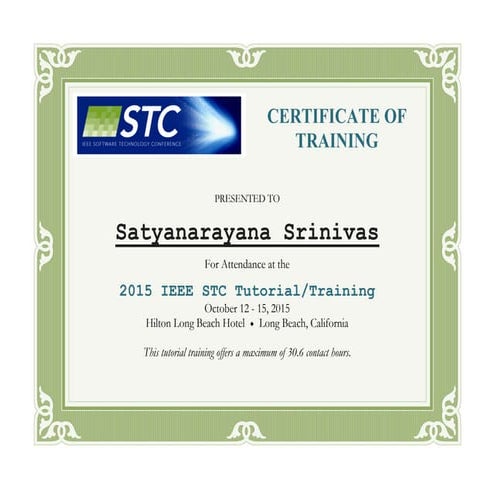 STC tutorial Certificate 2015 Srinivas | PDF