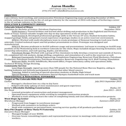 Aaron Handke Resume Spring 2016 | PDF