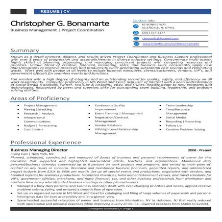 Christopher Bonamarte CV | PDF