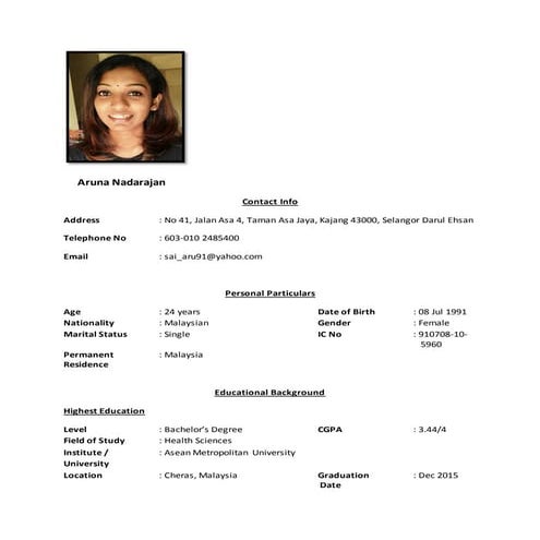Aruna (Resume) | PDF