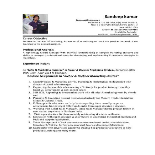 Resume Sandeep_kumar new final | DOC | Business Administration | Business