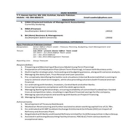Saad Waheed Resume (2016) | DOCX