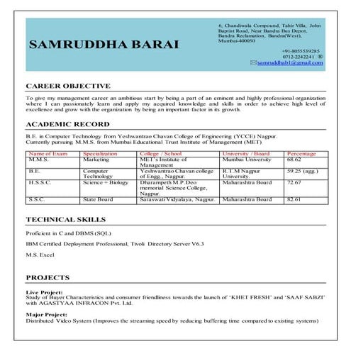 Samruddha Barai cv | DOCX