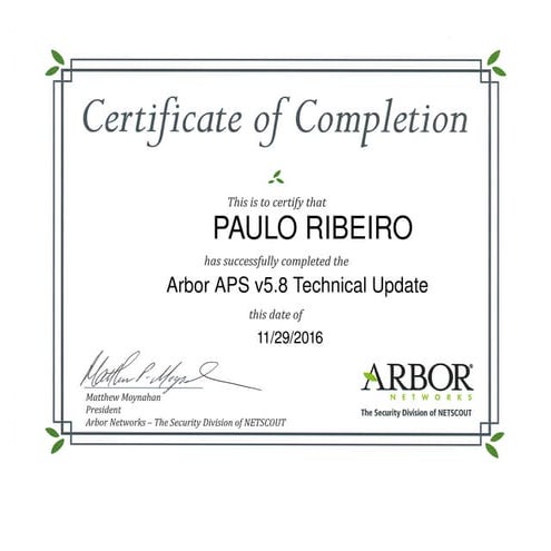 Arbor APS v5.8 Technical Update Certification | PPT