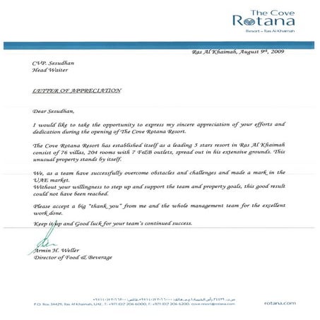 Appreacation letter | PDF