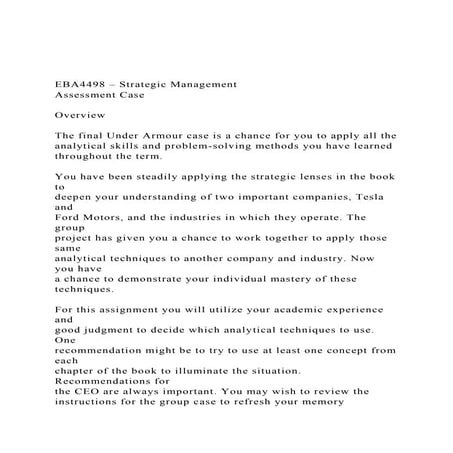 EBA4498 – Strategic Management Assessment Case Overview .docx
