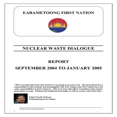 Eabametoong and the NWMO engagement report | PDF