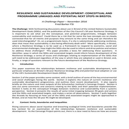 Nov 2016 Resilience and sustainability Challenge Paper | PDF ...