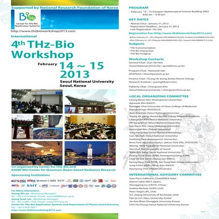 4th THz Bio Workshop Feb 2013 | PDF
