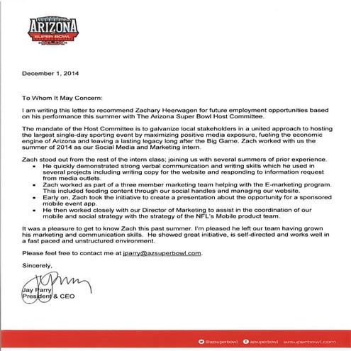 Jay Parry Reccomendation | PDF