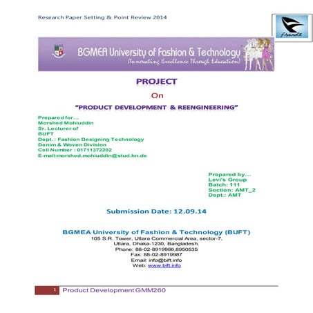 Project/Research Paper On Product Development & Re engineering | DOCX