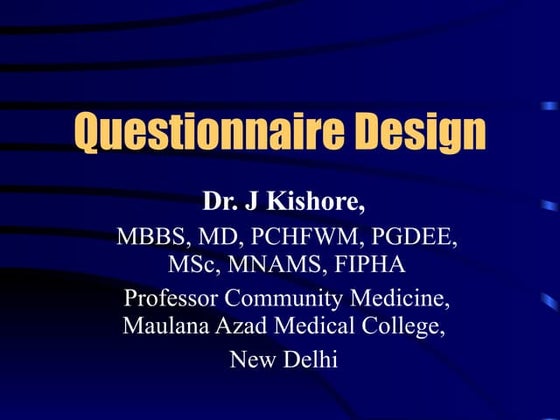 Questionnaire Design | PPT