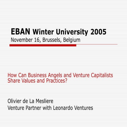 How Can Business Angels and Venture Capitalists Share Values and ...