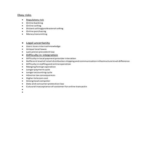 Ebay risks | DOCX