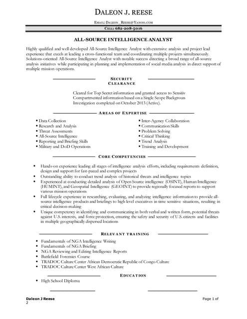 Senior Analyst Resume | DOC