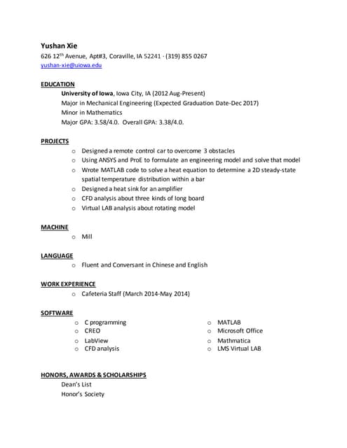Jinghong Chen Resume | PDF