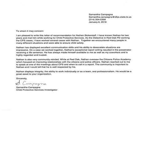 Samantha Campagna Letter | PDF