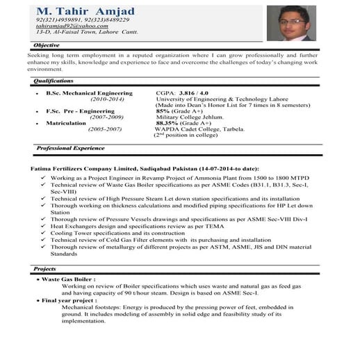 CV Tahir Amjad rev-1 | PDF