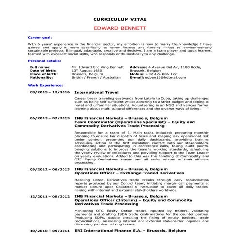 CV - Edward Bennett 2017 | PDF