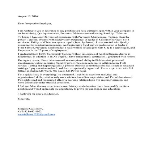 Dustin Marshall Cover Letter | PDF