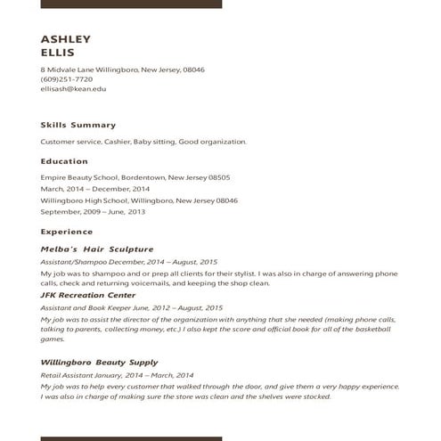 Resume | DOCX | Beauty | Style & Fashion