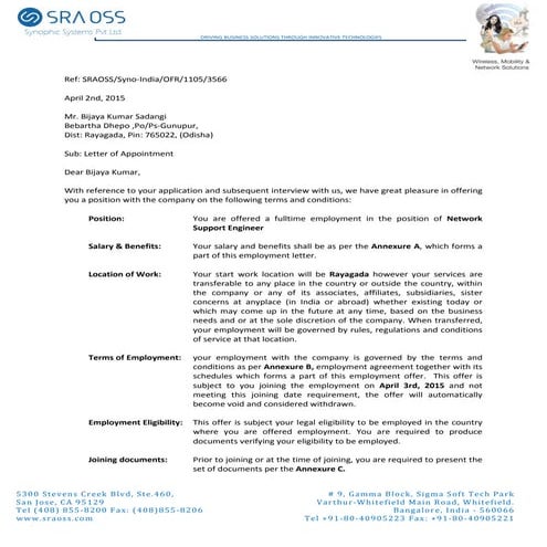 offer letter | PDF